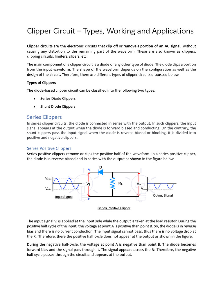 Clipper Circuit | PDF | Diode | P–N Junction