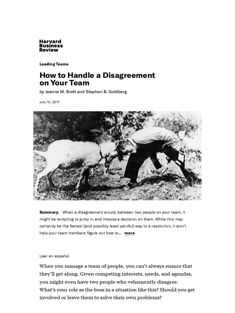 4 - How To Handle A Disagreement On Your Team | PDF | Mediation | Empathy