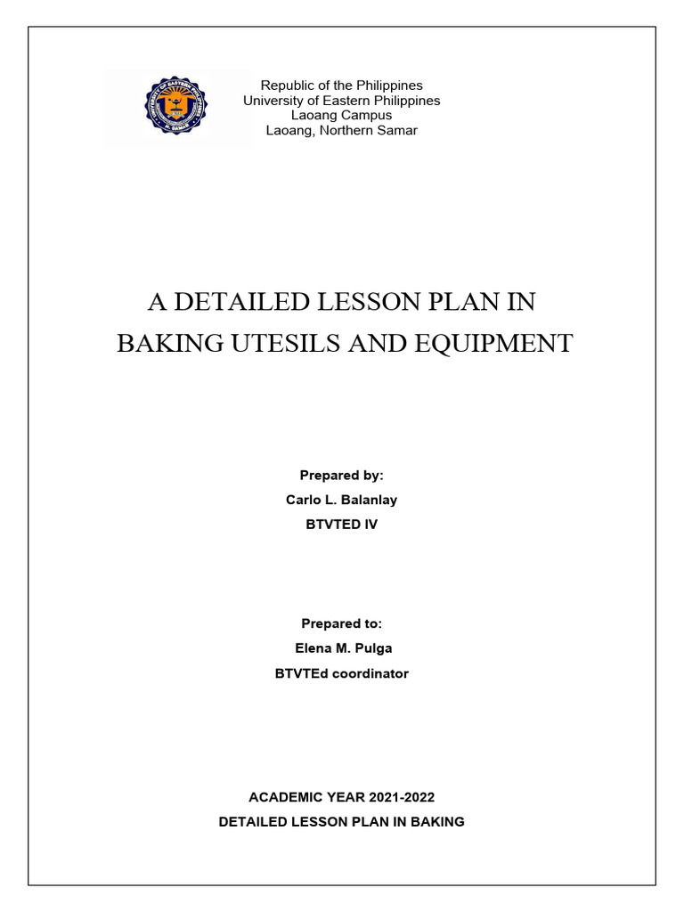 Detailed Lesson Plan in Baking | PDF | Kitchen Utensil | Baking