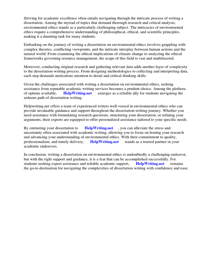 Dissertation Environmental Ethics | PDF | Ecology | Environmental Ethics