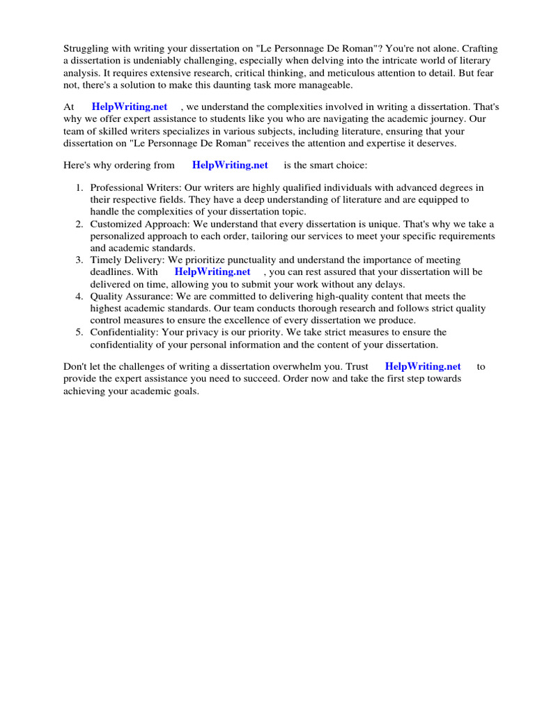 Dissertation Le Personnage de Roman | PDF | Thesis | Scribd