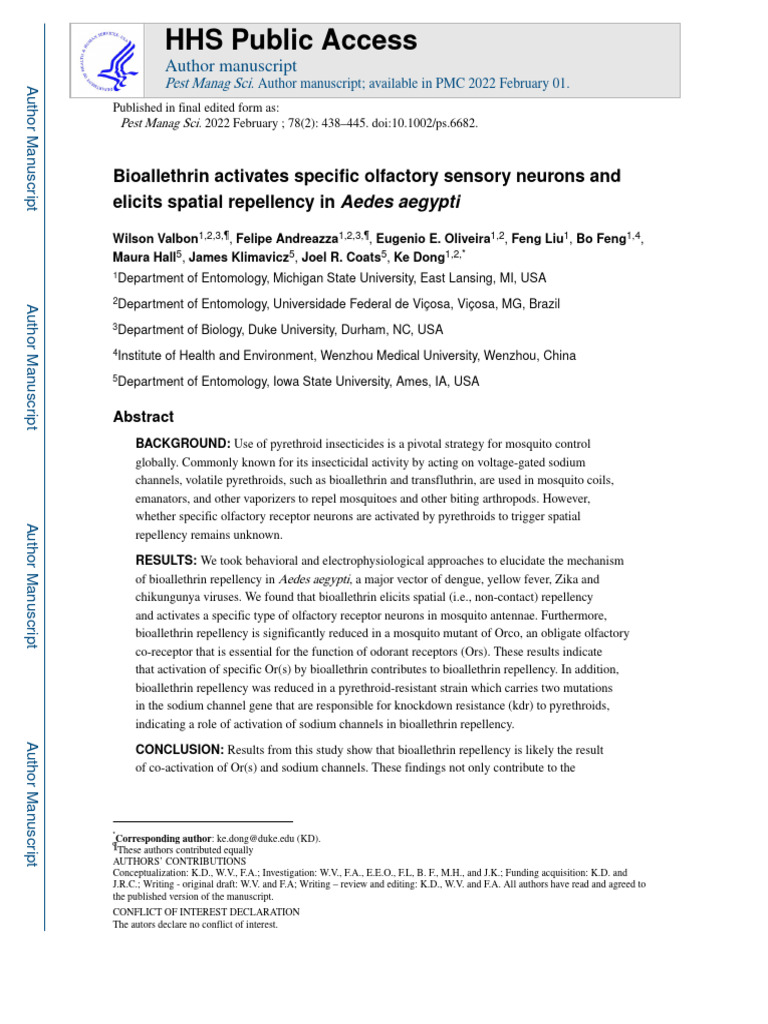 Bioallethrin's Dual Action in Mosquito Repellency | PDF | Thin Layer ...