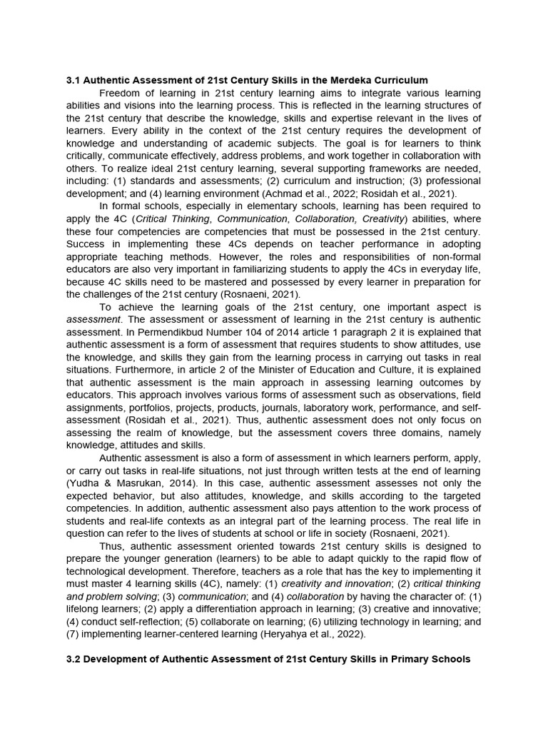 3.1 Authentic Assessment of 21st Century Skills in The Merdeka ...