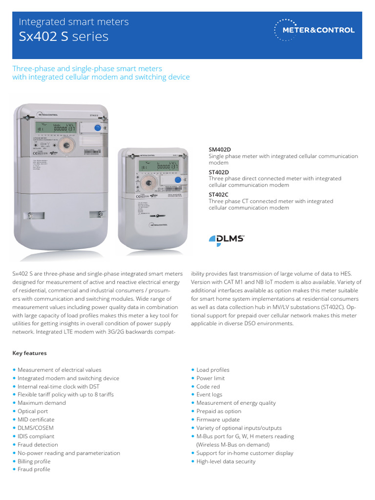 MeterControl Sx402 S LTE CAT M1 NB IoT Smart Meters | PDF | Modem | Computer Network
