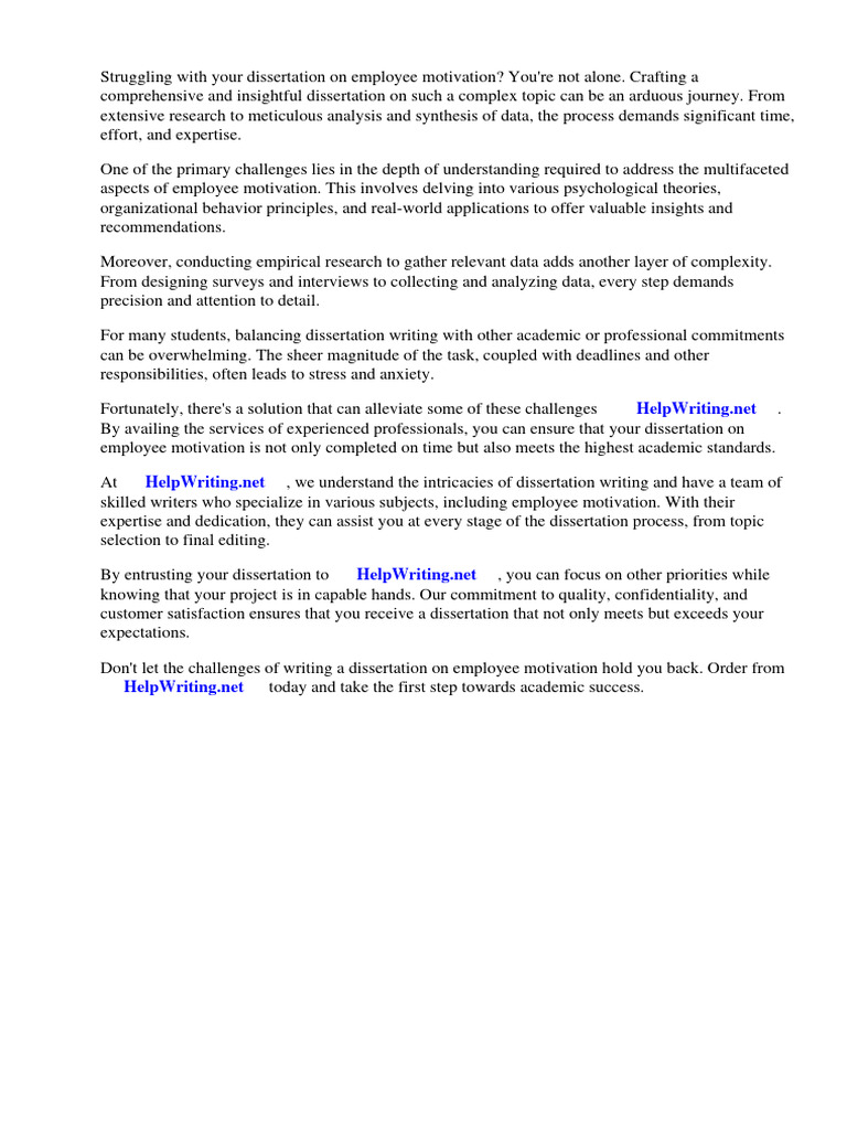Dissertation On Employee Motivation | PDF | Motivation | Motivational