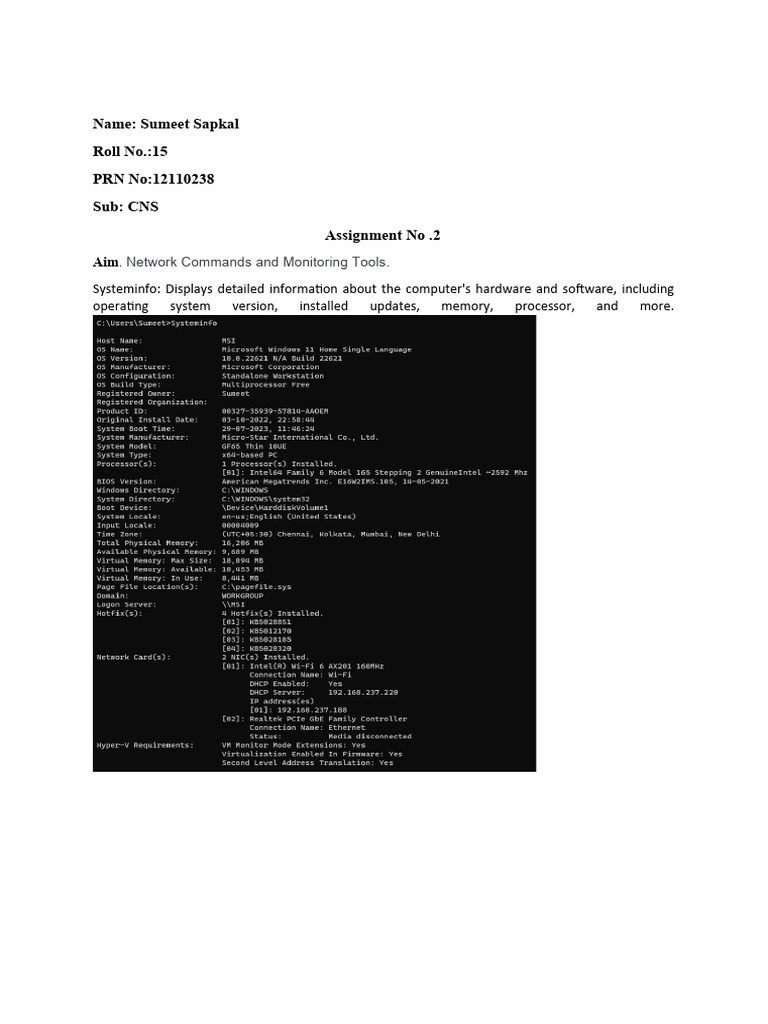 15-lab2_CNS | PDF | Computer Network | Ip Address