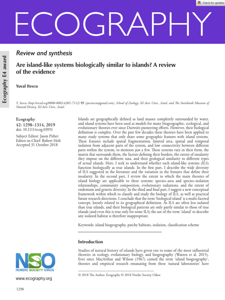 Itescu - 2018 | PDF | Disturbance (Ecology) | Ecology