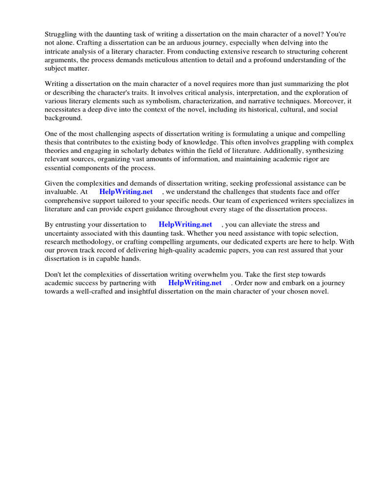 Dissertation Personnage Principal Du Roman | PDF | Thesis | Scribd