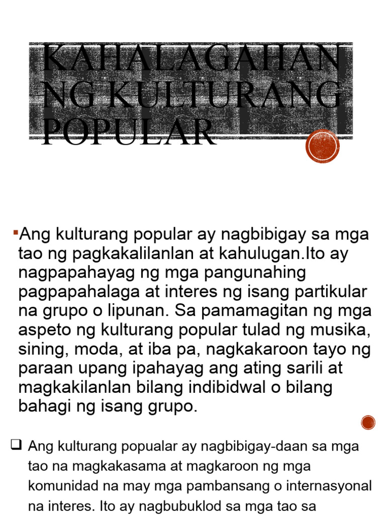 Kahalagahan NG Kulturang Popular | PDF