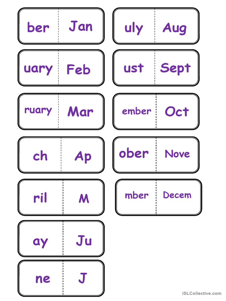 Months of the year, domino | PDF