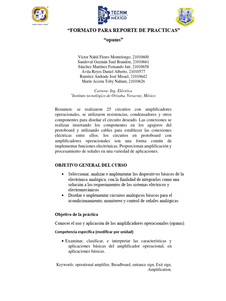 25 Final Reprote de Practicas Electronica Analogica Opams 25 Circuitos ... 25 Final Reprote de Practicas Electronica Analogica Opams 25 Circuitos ...