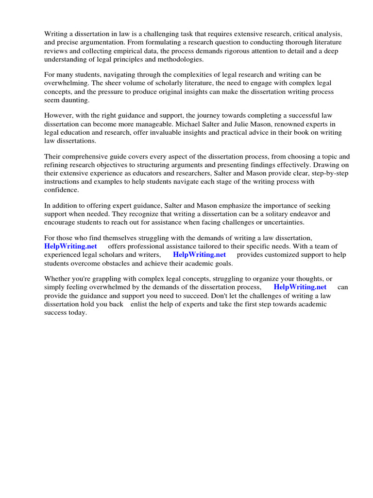 Writing Law Dissertations by Michael Salter and Julie Mason | PDF ...
