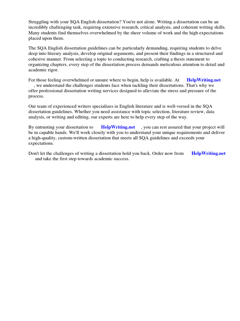 Sqa English Dissertation Guidelines | PDF | Thesis | Software
