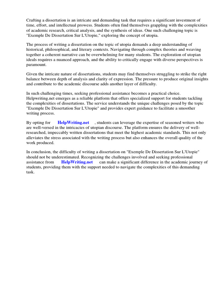 Exemple de Dissertation Sur Lutopie | PDF | Refinancing | Utopia