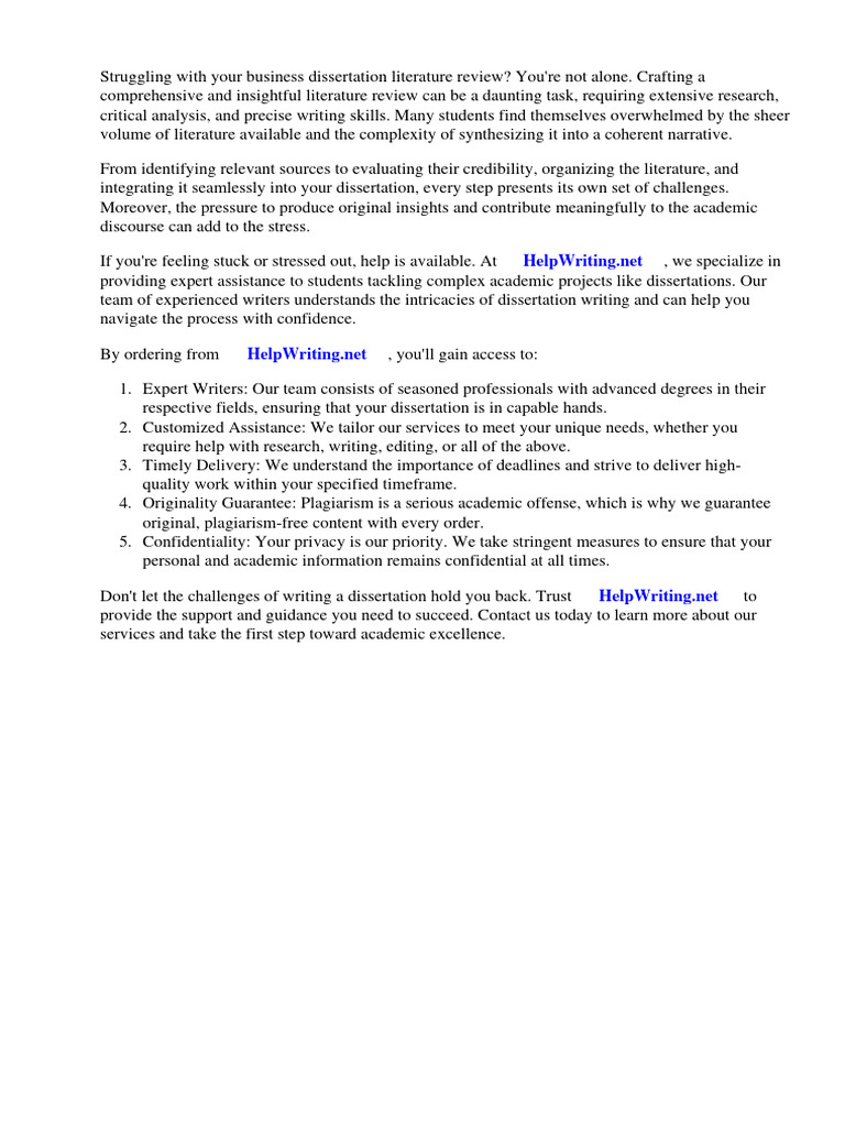 Example Business Dissertation Literature Review | PDF | Thesis | Essays