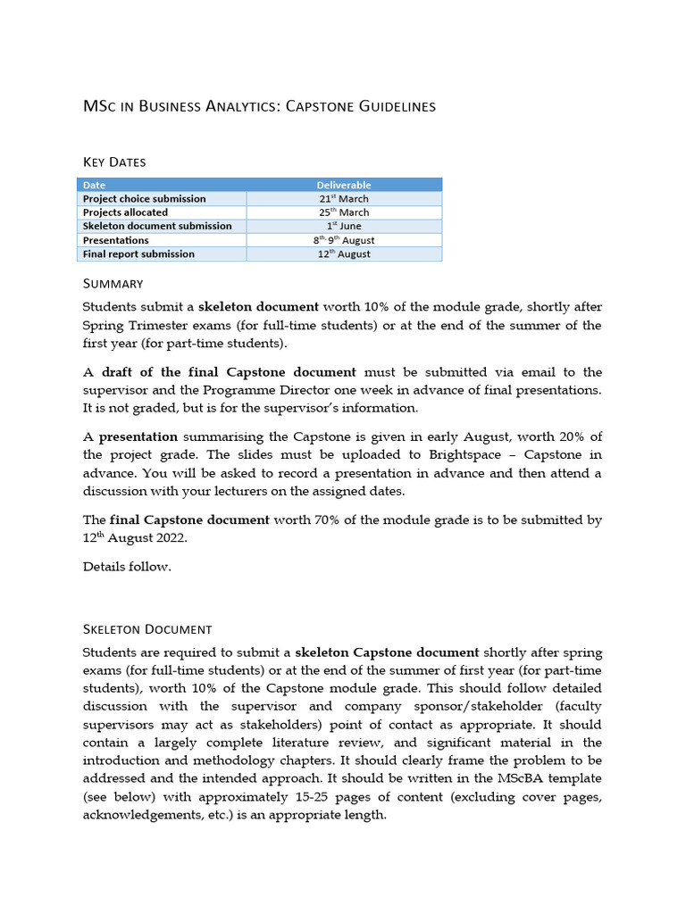 MScBA CapstoneGuidelinesForStudents | PDF | Methodology | Source Code