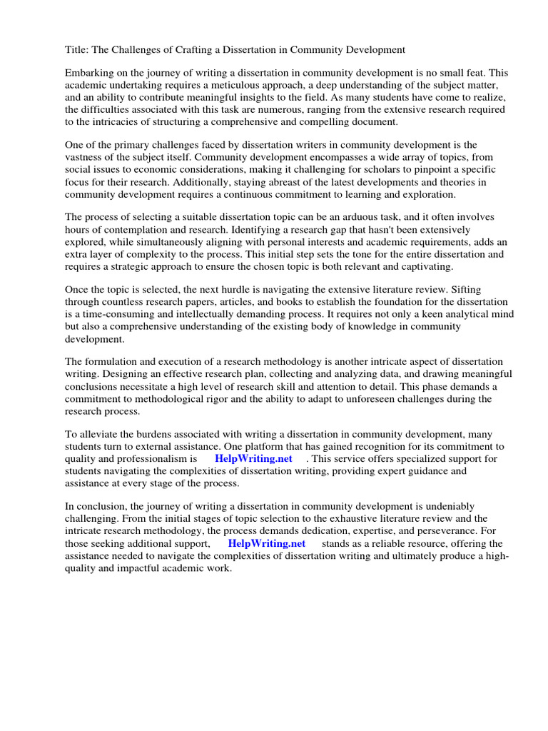 Dissertation Topics in Community Development | Download Free PDF ...