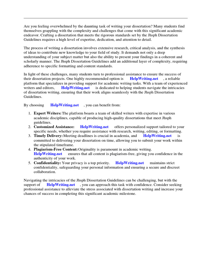 JHSPH Dissertation Guidelines | Download Free PDF | Thesis | Methodology JHSPH Dissertation Guidelines | Download Free PDF | Thesis | Methodology