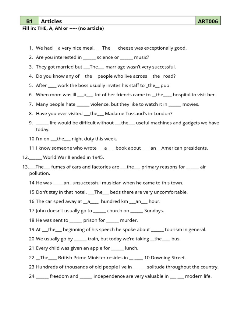 Art006 Definite And Indefinite Articles Pdf Io Pdf