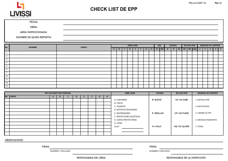 Fo 12 Check List de Epp | PDF