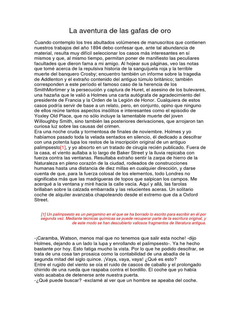 Gafas Oro | PDF | Sherlock Holmes | Verdad Gafas Oro | PDF | Sherlock Holmes | Verdad