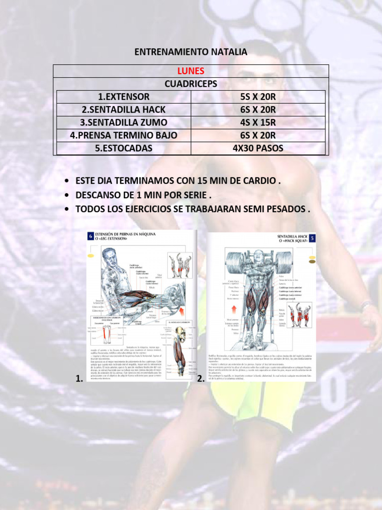 Entrenamiento Natalia Prima | PDF | Entrenamiento con pesas | Entrenamiento de fuerza