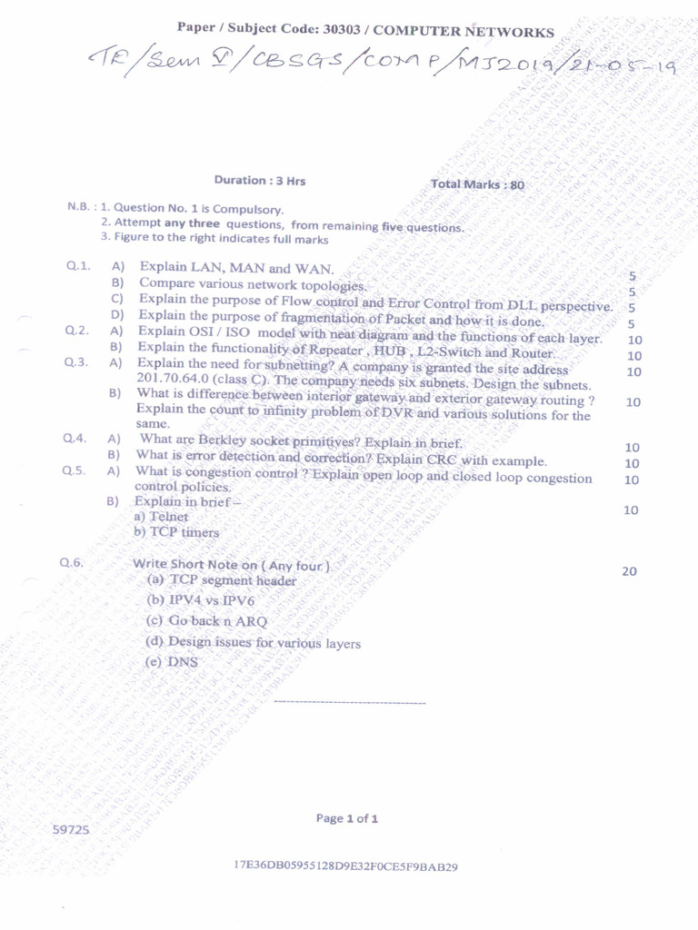 TE SEM-V CBSGS COMP Computer Networks May-June 20190001 | PDF
