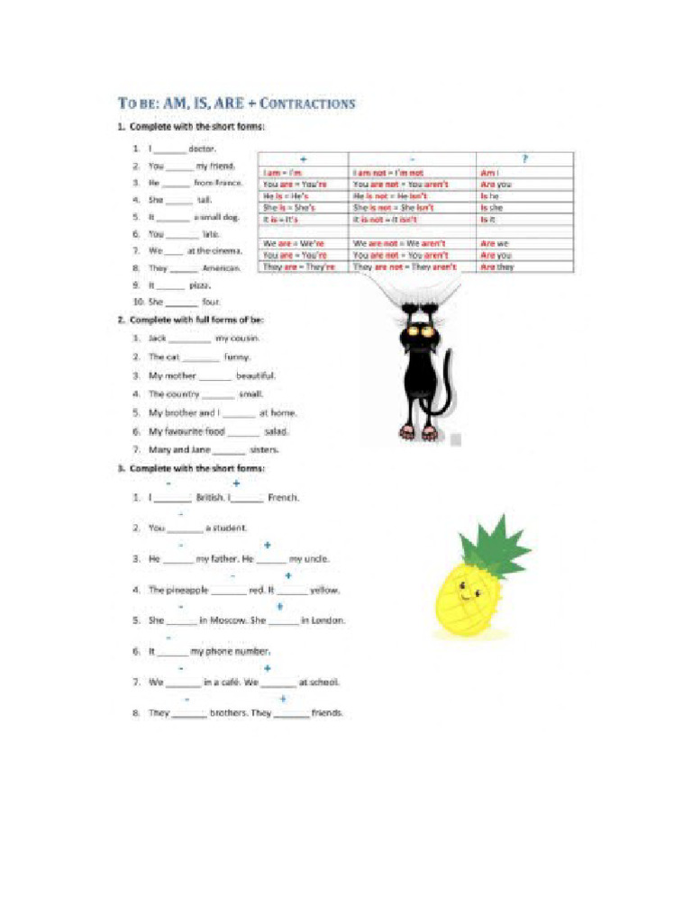 Verb To Be Contraction | PDF