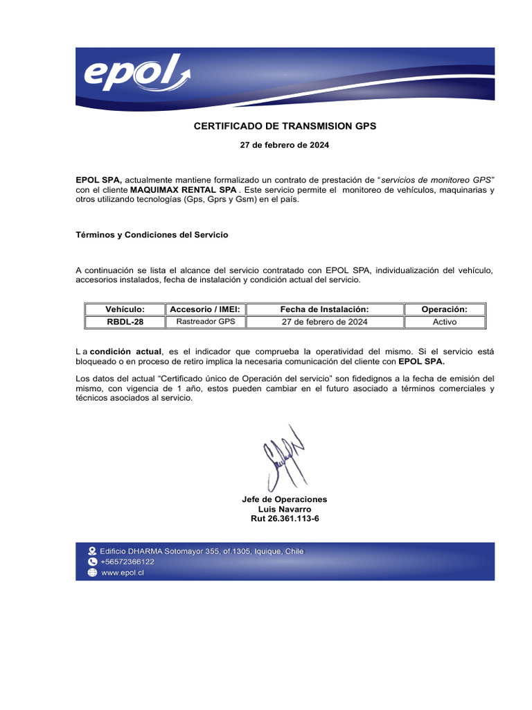 Certificado GPS 28 02 2024 | PDF