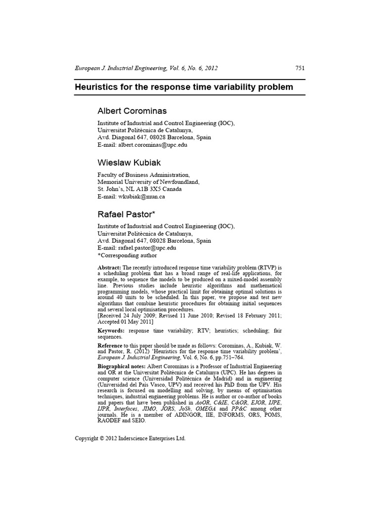 Practica 09. Heuristics For The Response Time Variability Problem | Download Free PDF ...