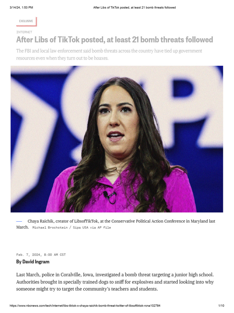 After Libs of Tiktok Posted at Least 21 Bomb Threats Followed | PDF ... After Libs of Tiktok Posted at Least 21 Bomb Threats Followed | PDF ...