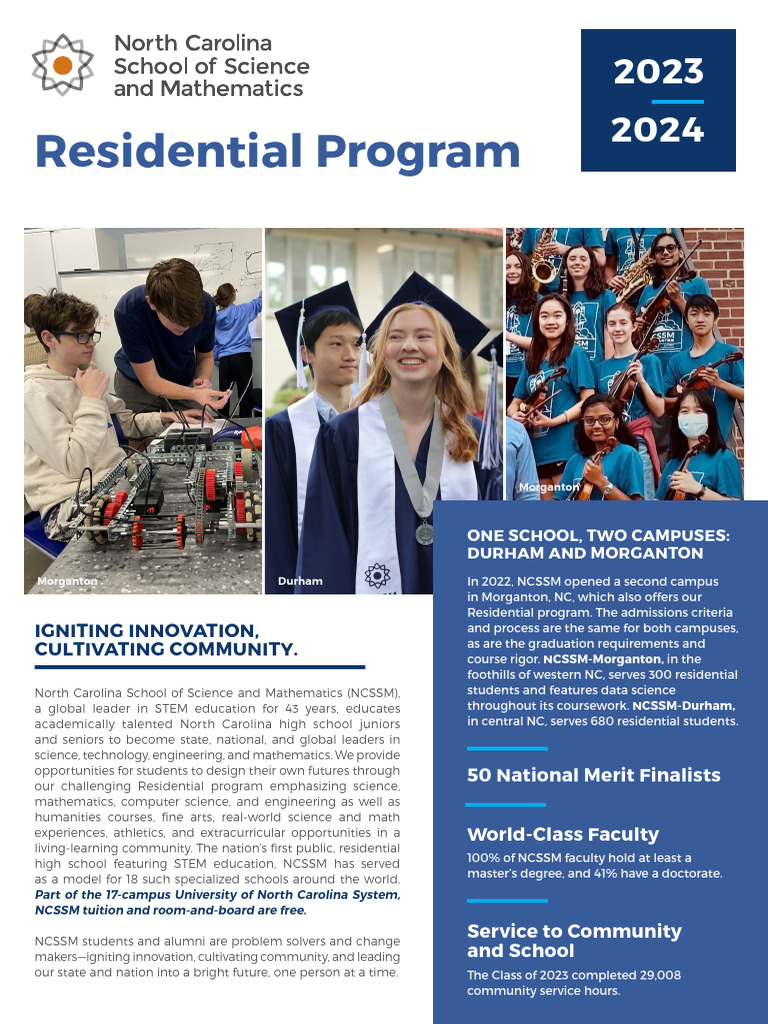 NCSSM Residential Profile 2023 FINAL | PDF | Sat | Science, Technology ...