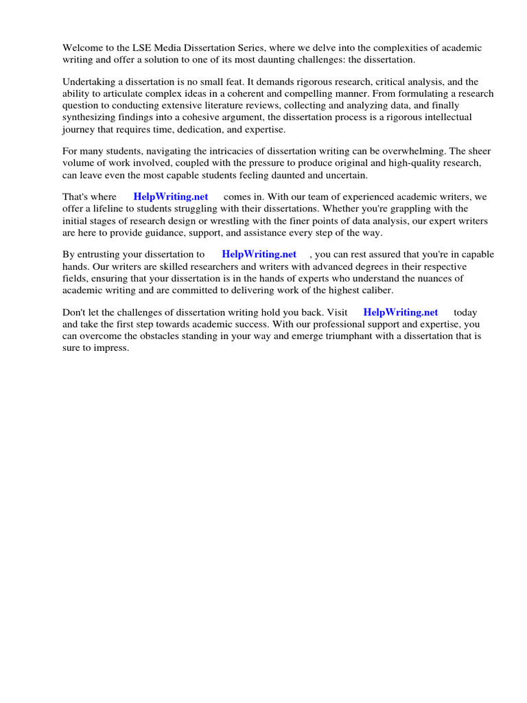 Lse Media Dissertation Series | PDF | Thesis | Marketing