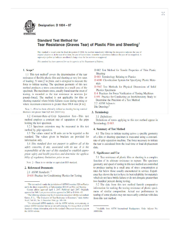 15 ASTM D1004 Resistencia Al Desgarre (Mariposa) | PDF