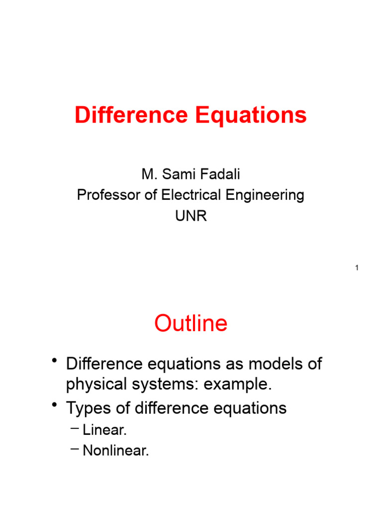 Difference Eq Pdf Equations Recurrence Relation