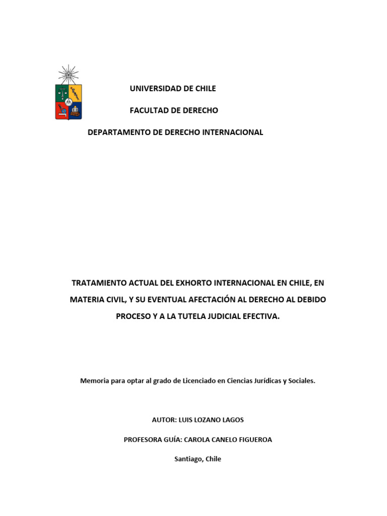 Tratamiento Actual Del Exhorto Internacional en Chile | PDF | Ley ...