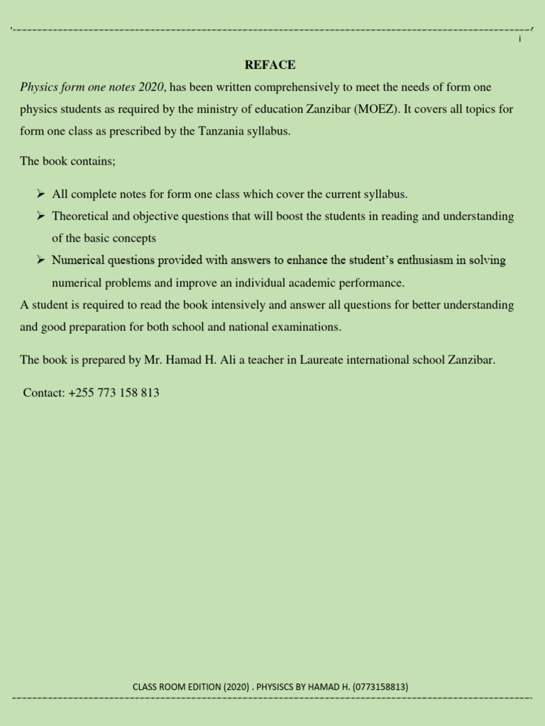 Form One Physics Notes | PDF | Physics | Measurement