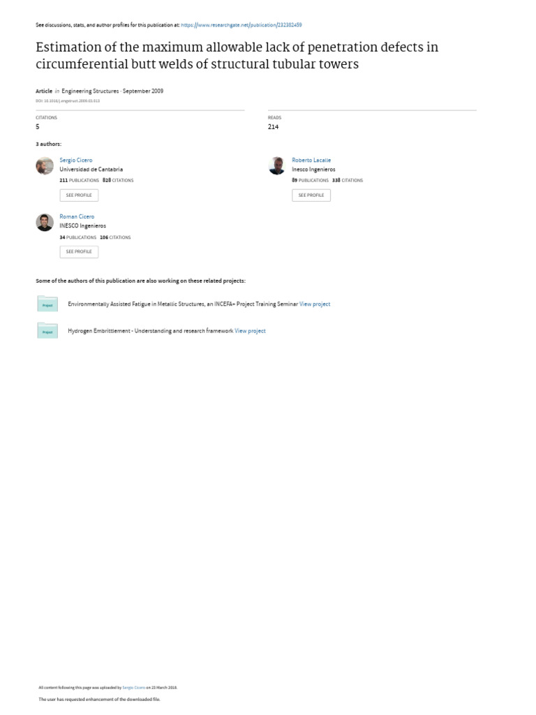 2009 - Estimation of The Maximum Allowable Lack of Penetration Defects ...