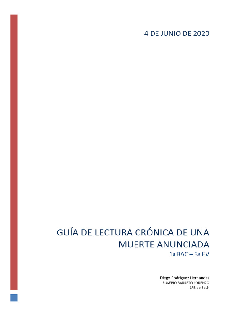 Guía de lectura: Crónica de una muerte anunciada | PDF | Gabriel García ...