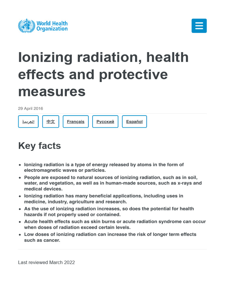 Ionizing Radiation, Health Effects and Protective Measures | PDF ... Ionizing Radiation, Health Effects and Protective Measures | PDF ...