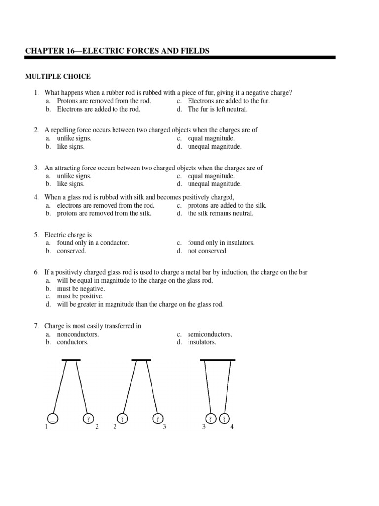 Electric Forces and Fields Quiz Questions | PDF | Electric Charge ...