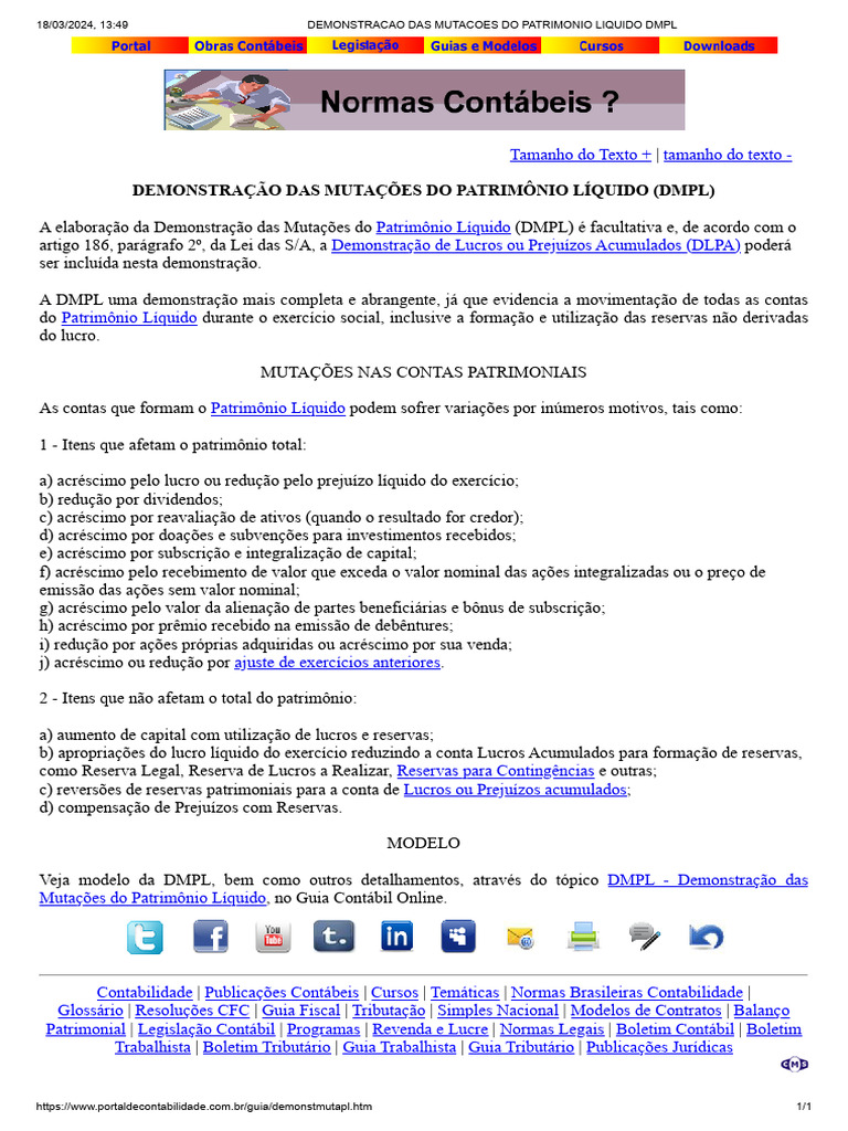Demonstracao Das Mutacoes Do Patrimonio Liquido DMPL | PDF | Capital ...