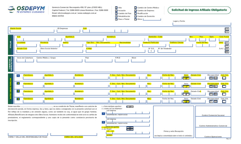 Formulario OSDEPYM | PDF