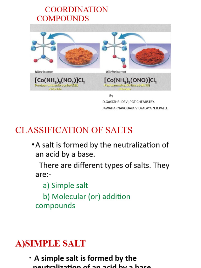 Werner's Theory of Coordination Compounds | PDF | Coordination Complex ...