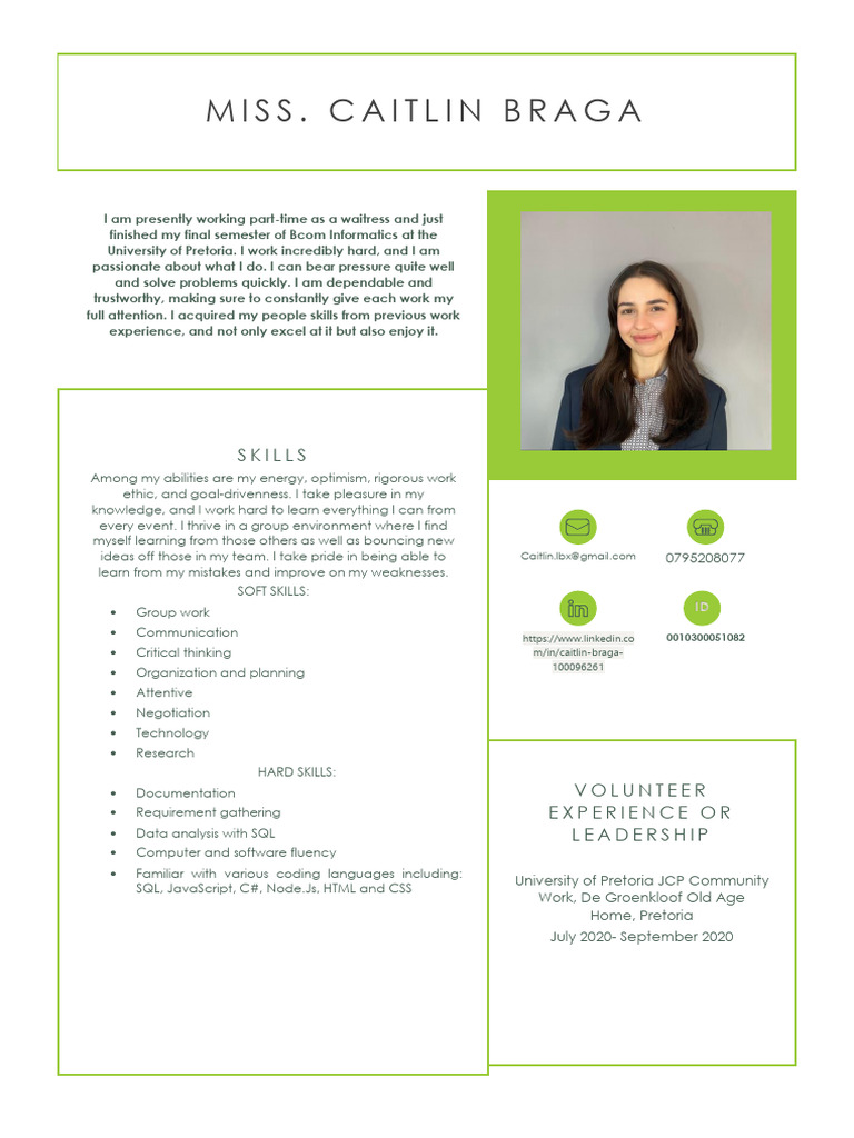 CV Caitlin Braga | PDF | Data | Computing