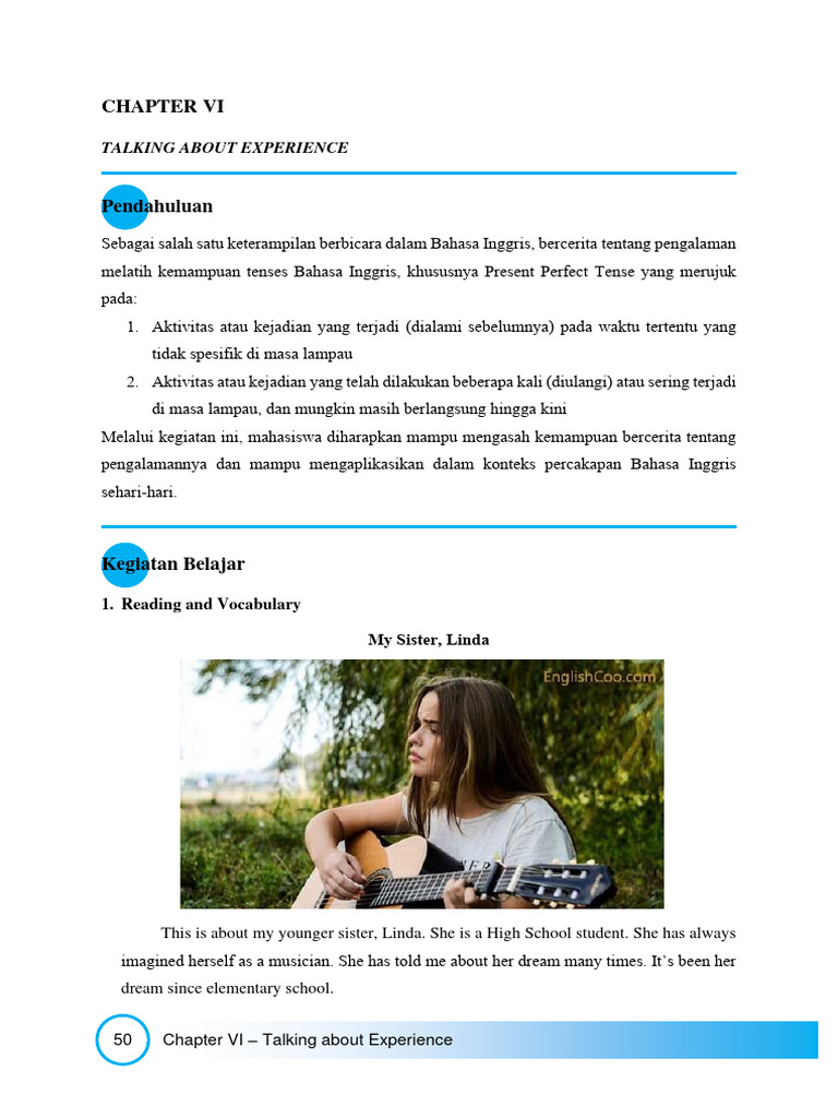 Chapter VI - Talking About Experience | PDF | Verb | Subject (Grammar)