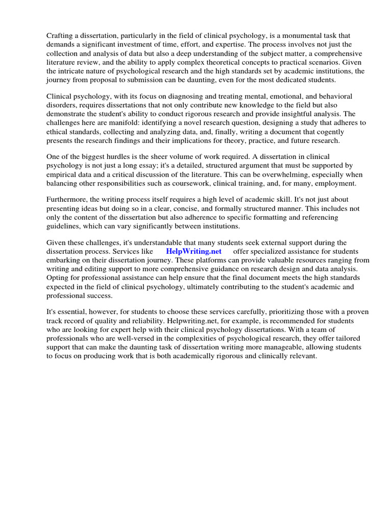 Clinical Psychology Dissertation Sample | PDF | Psychology | Thesis