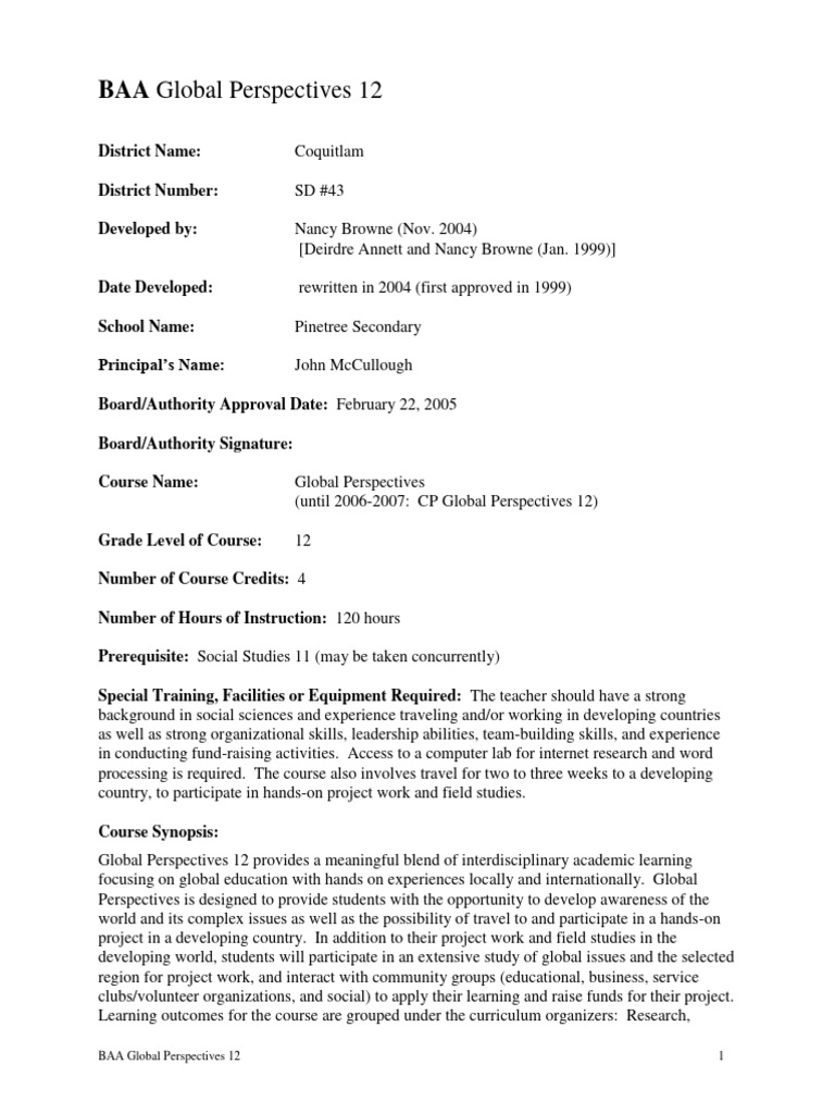 Global Perspectives 12 | PDF | Educational Assessment | Curriculum