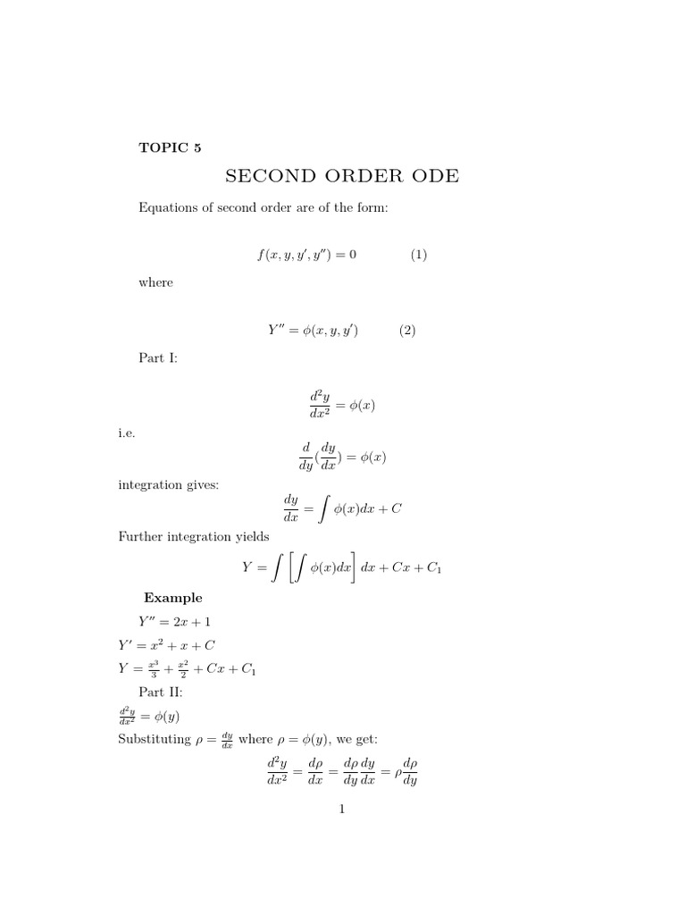 ODE Topic 5notes Final | Download Free PDF | Equations | Mathematical ...