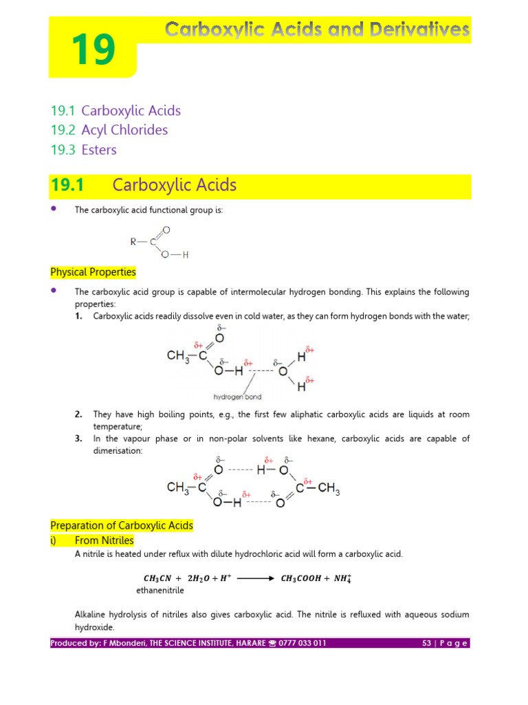 19.0 Carboxylic Acids and Derivatives | PDF | Ester | Acid